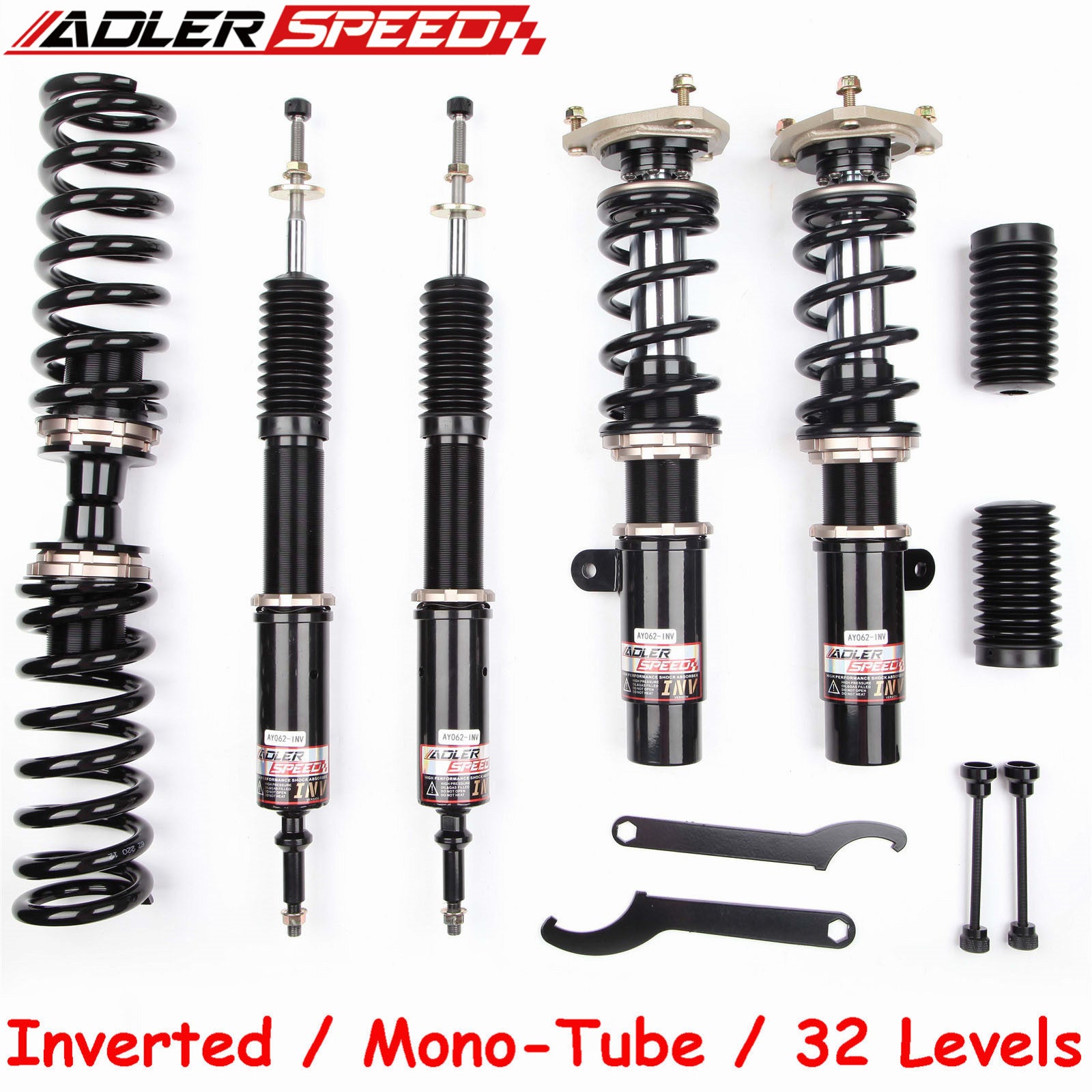 US SHIP ! ADLERSPEED 32 Level Damping Inverted Coilovers Shocks Kit fo