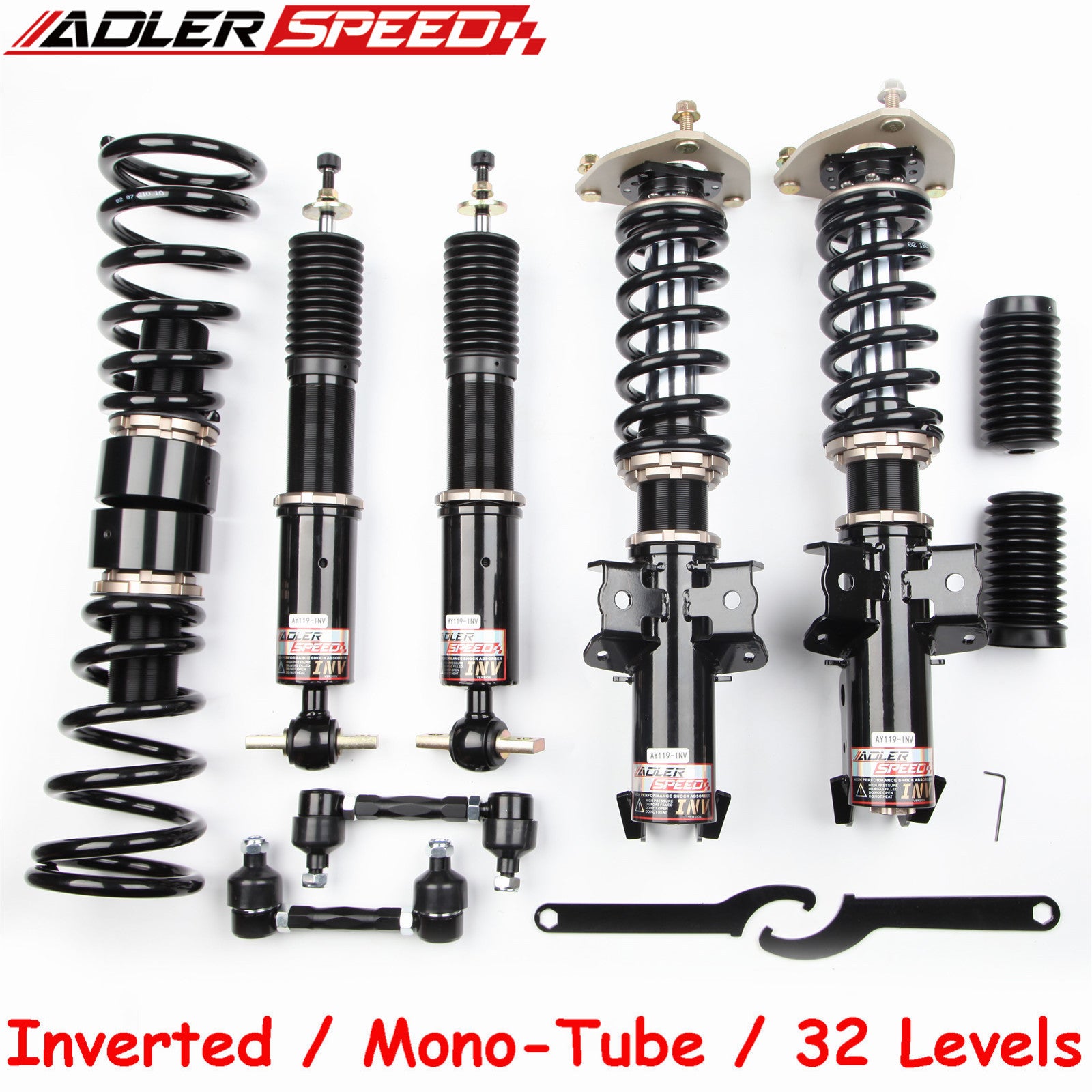 US SHIP ! ADLERSPEED 32 Level Mono Coilovers Kit Inverted Struts For M