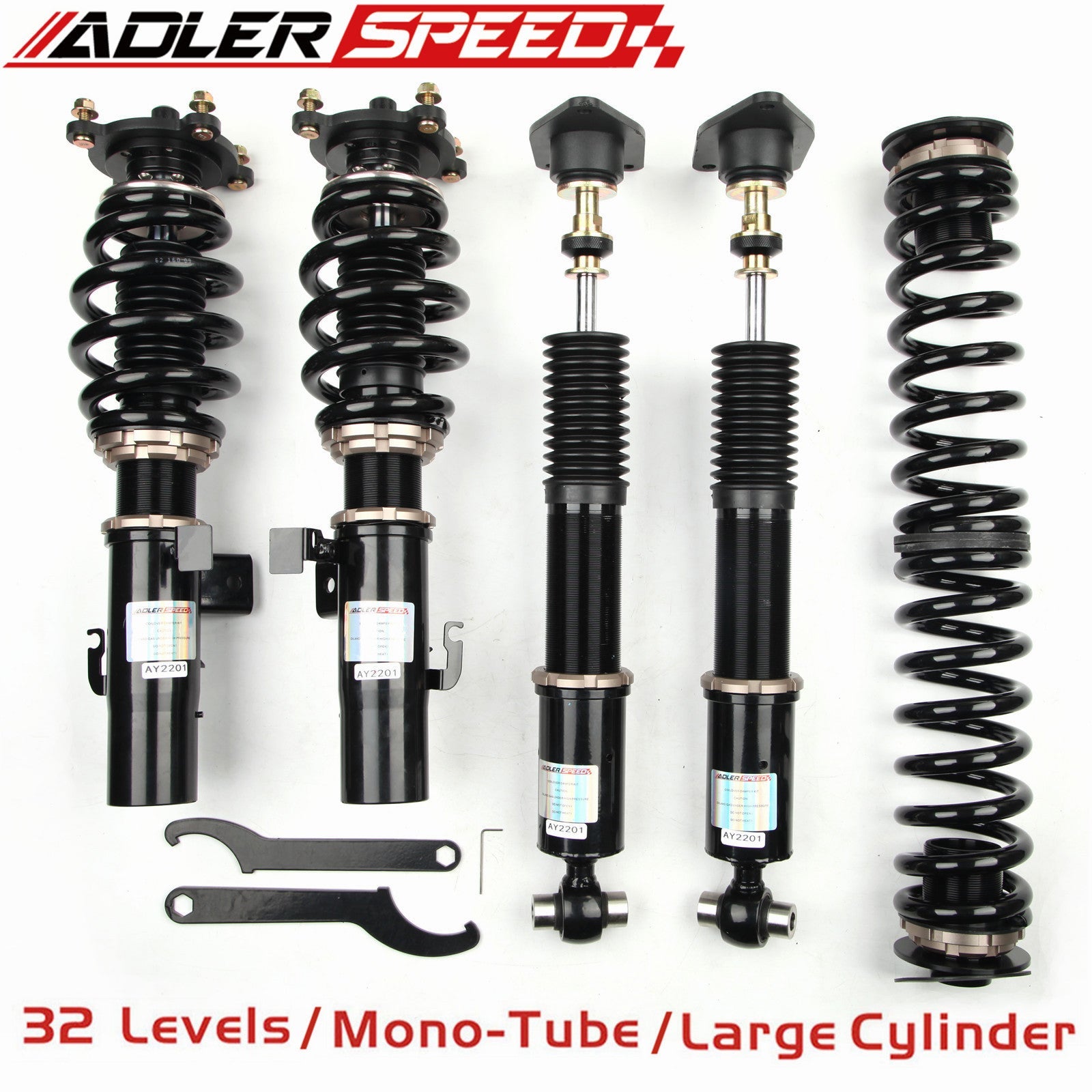 ADLERSPEED 32 Way Adjustable Mono Tube Coilovers Kit for 2019-2022 Toy