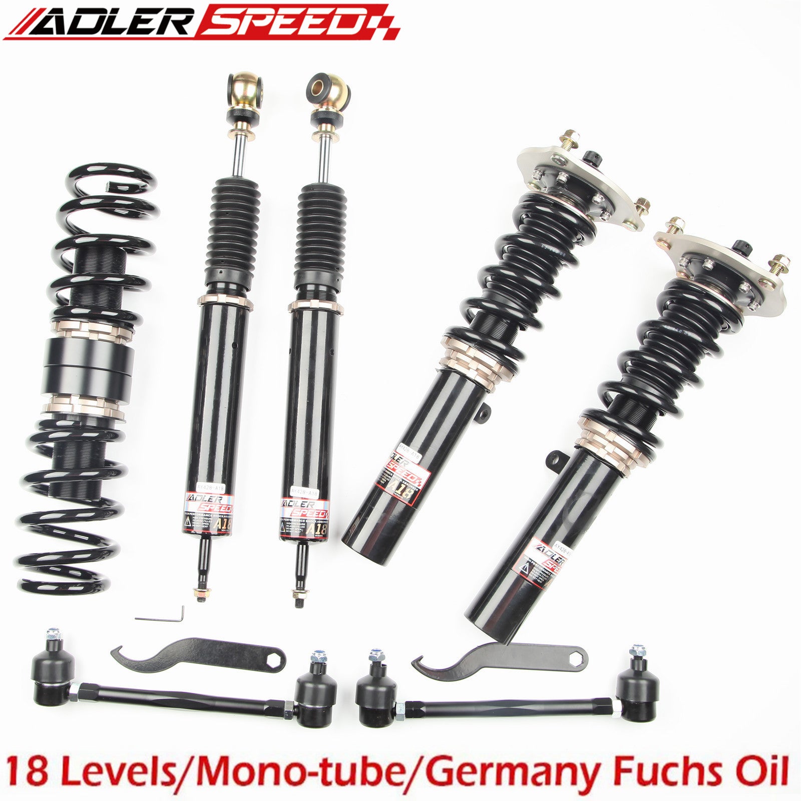 ADLERSPEED 18-Way Adjustable Coilovers Lowering Shock Kit for 18-21 Ho