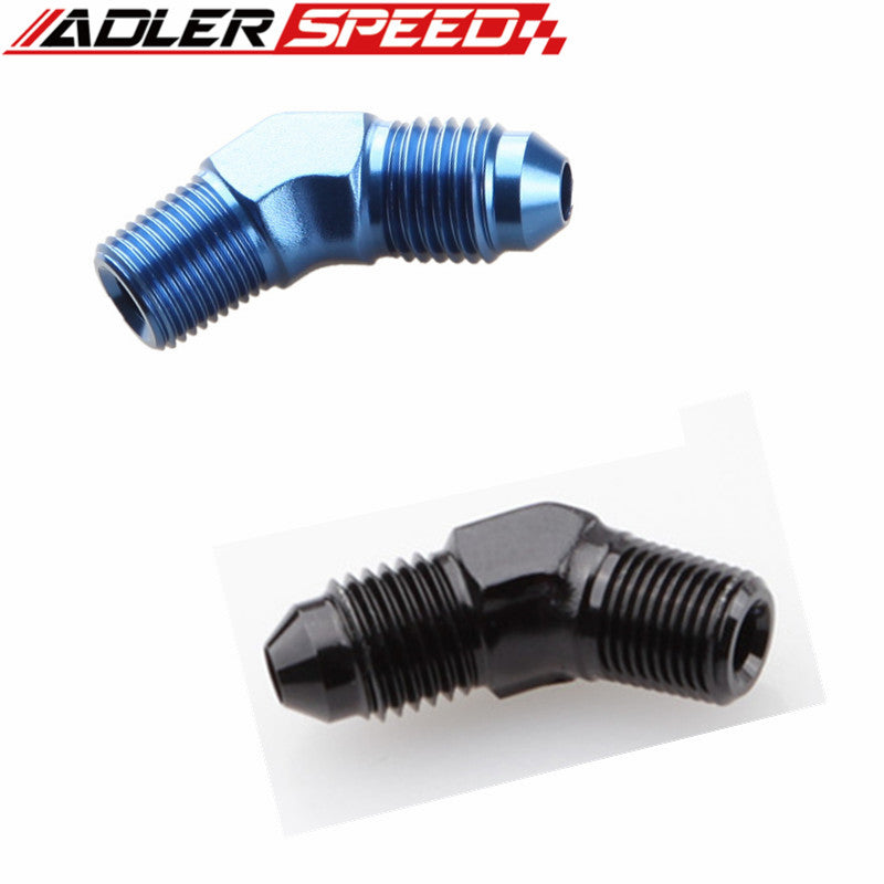 AN3 AN4 AN6 AN8 AN10 To 1/8" 1/4" 3/8" 1/2" NPT 45 Degree Male Thread