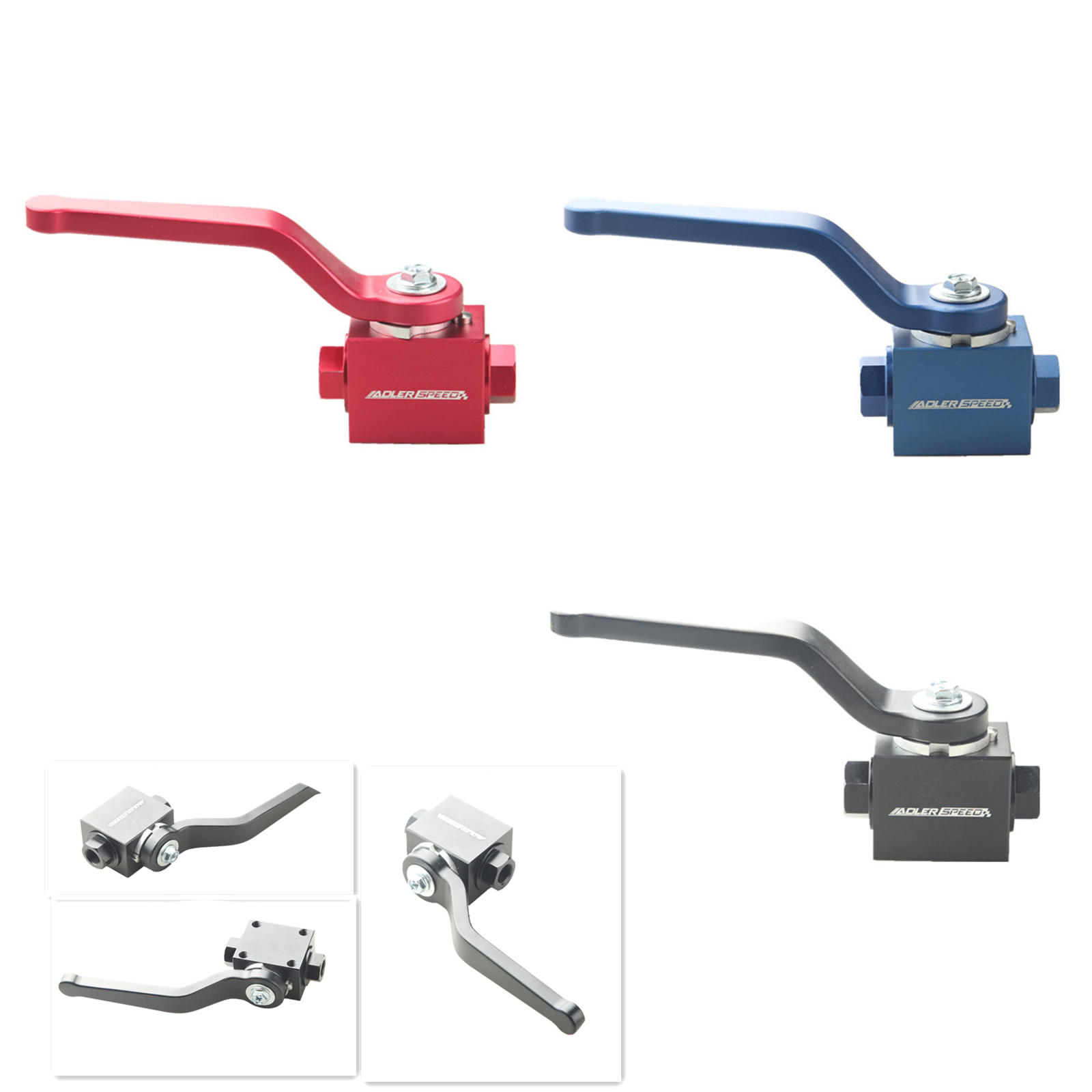 Aluminum Brake Line Lock Shut Off Valve 1/8" NPT Billet Valve Red/ Blu